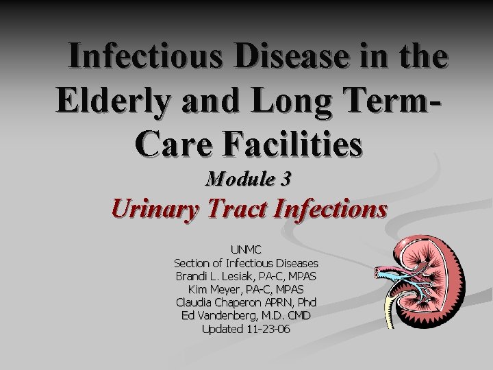 Infectious Disease in the Elderly and Long Term