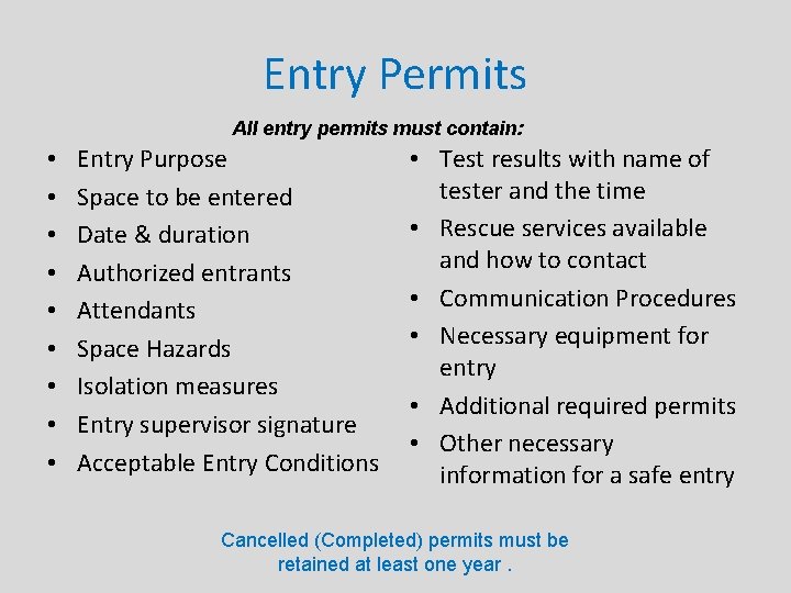 Confined Space Awareness 29 CFR 1910 146 Permit