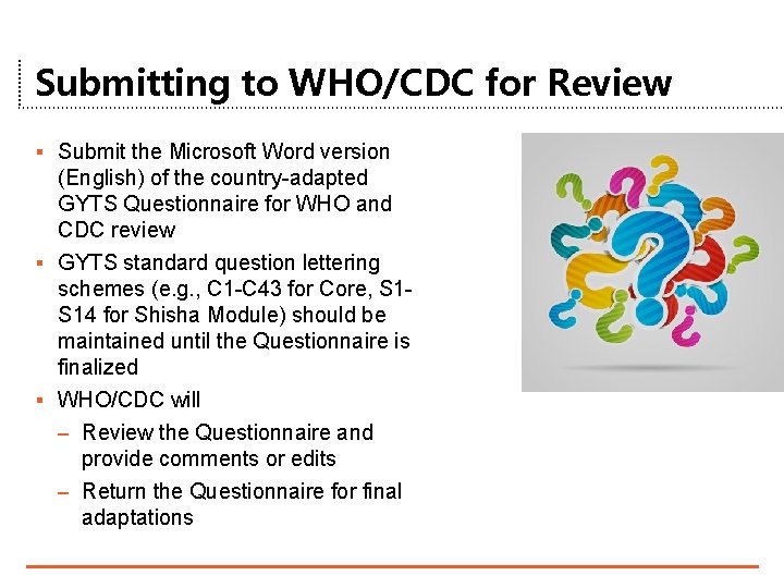Global Youth Tobacco Survey GYTS Questionnaire Adaptation Overview