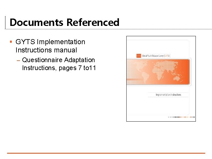 Global Youth Tobacco Survey GYTS Questionnaire Adaptation Overview