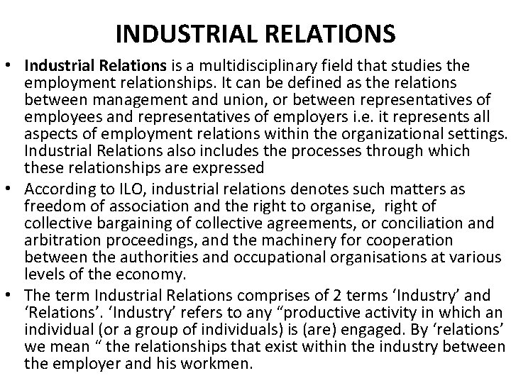 INDUSTRIAL RELATIONS CONCEPTS APPROACHES AND ORGANISATIONS INDUSTRIAL ...