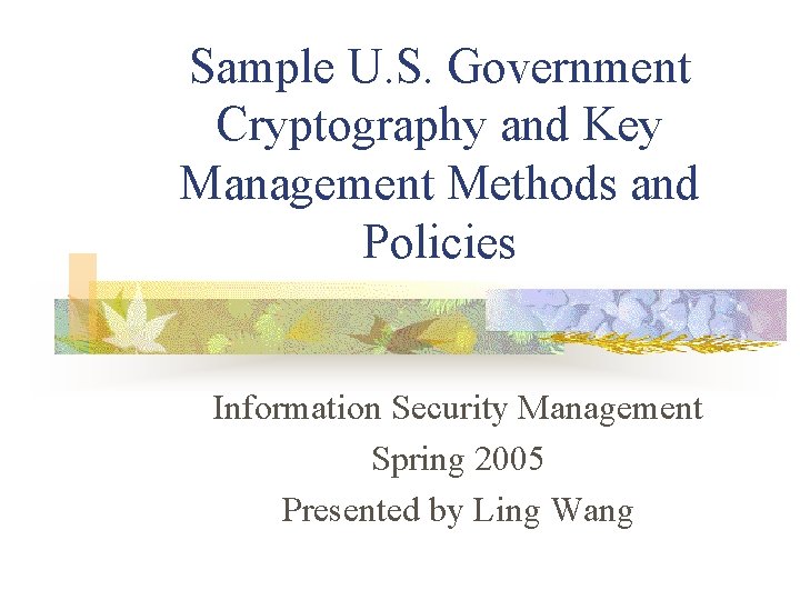 Sample U S Government Cryptography and Key Management