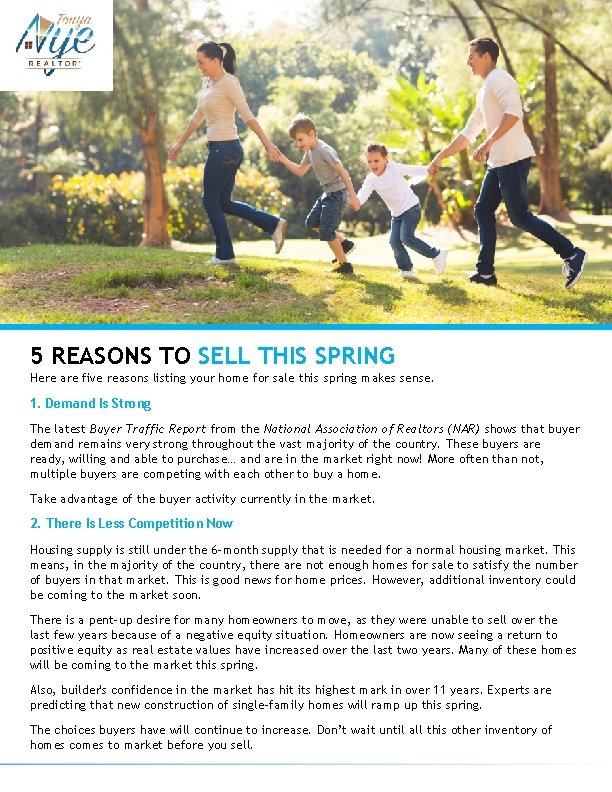 5 REASONS TO SELL THIS SPRING Here are