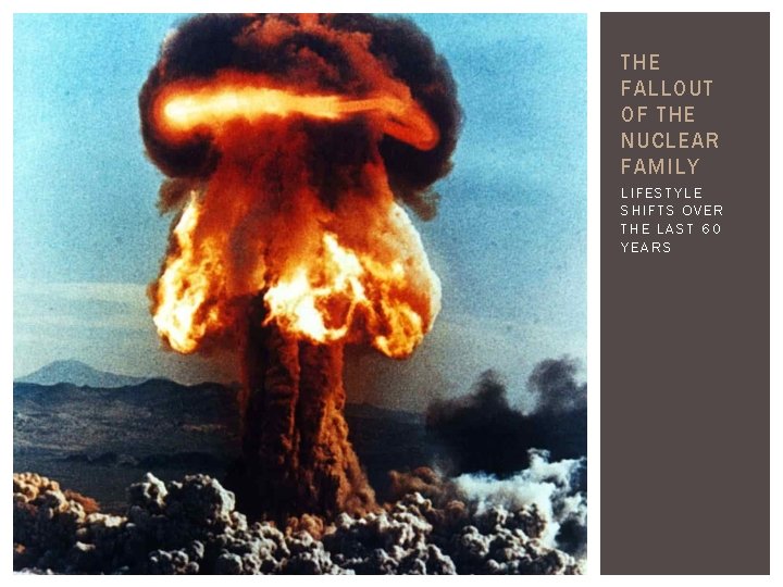 THE FALLOUT OF THE NUCLEAR FAMILY LIFESTYLE SHIFTS