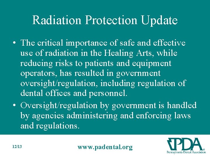 Radiation Protection Update Pennsylvania Dental Association Revised ...