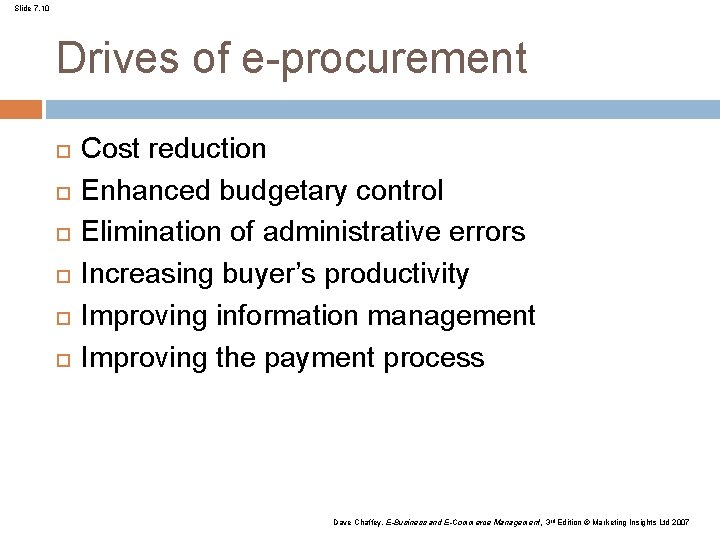 Slide 7 1 CHAPTER 7 EPROCUREMENT Dave Chaffey