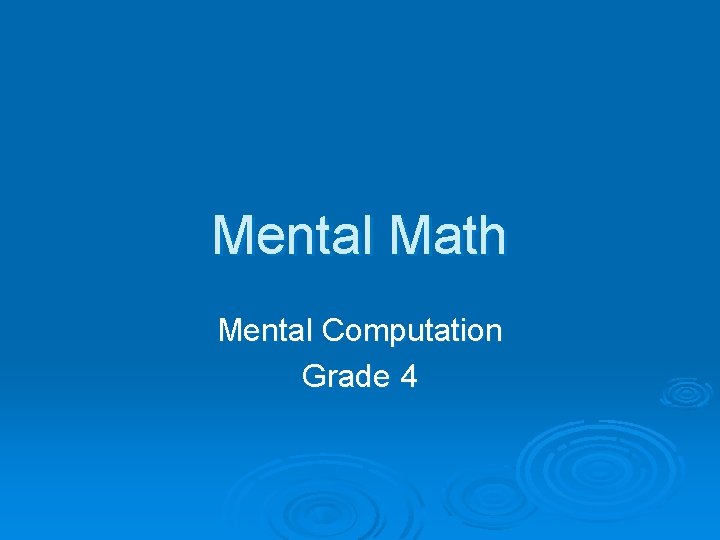 Mental Math Mental Computation Grade 4 Quick Addition