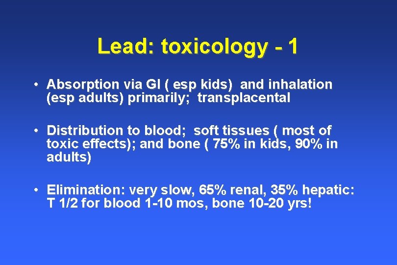 Lead Poisoning Clinical Effects A pediatric emergency medicine