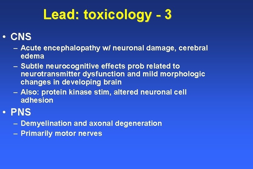 Lead Poisoning Clinical Effects A pediatric emergency medicine
