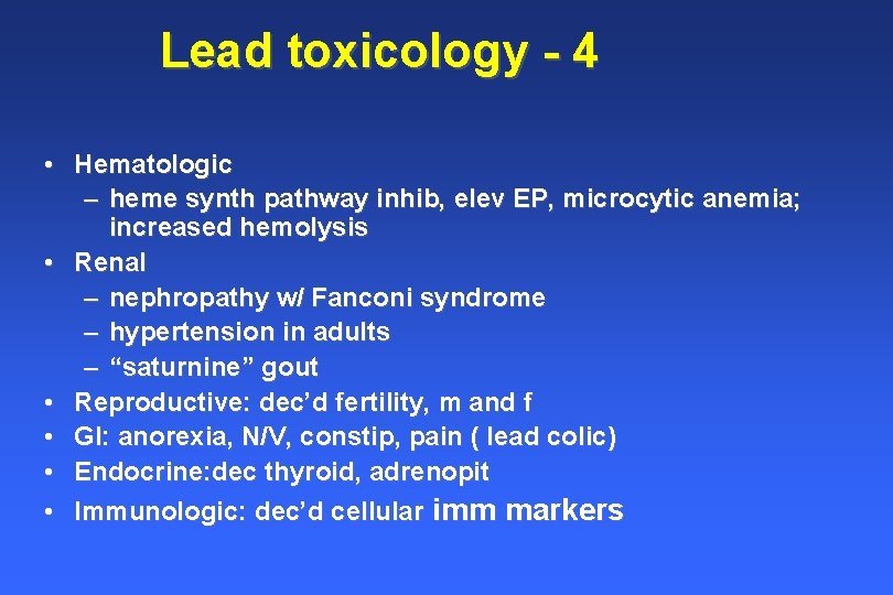 Lead Poisoning Clinical Effects A pediatric emergency medicine