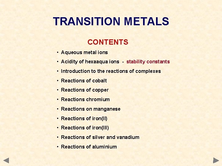 AN INTRODUCTION TO TRANSITION METAL COMPLEXES KNOCKHARDY PUBLISHING