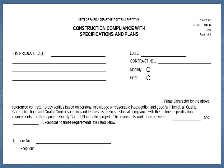 Inspection of Contractors QC Process Florida Department of