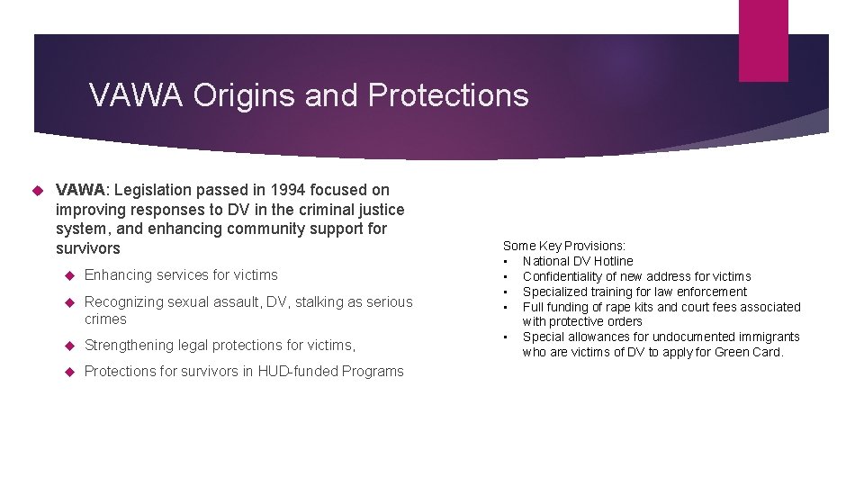 The Violence Against Women Act VAWA NEW REQUIREMENTS