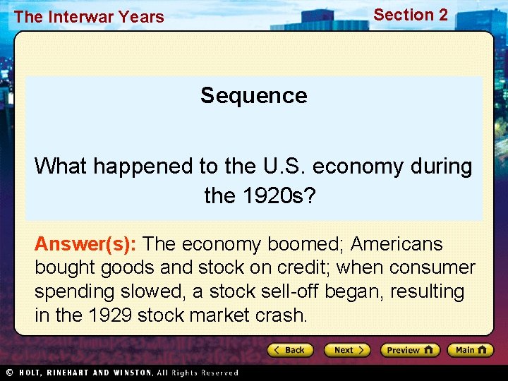 The Interwar Years Section 2 The Great Depression
