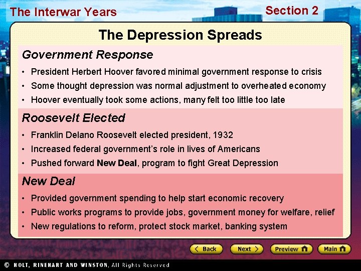 The Interwar Years Section 2 The Great Depression