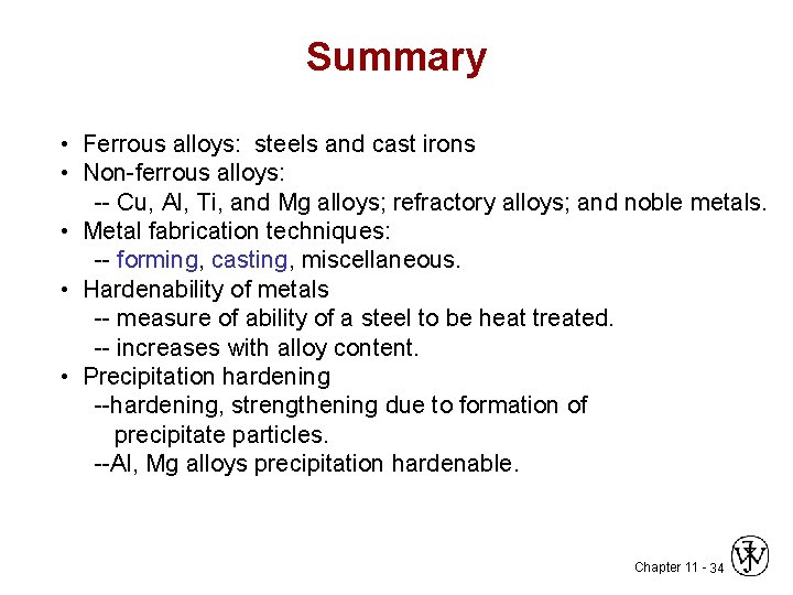 Chapter 11 Applications and Processing of Metal Alloys