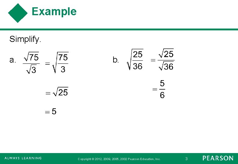 Section 8 5 Dividing Radical Expressions Copyright 2012