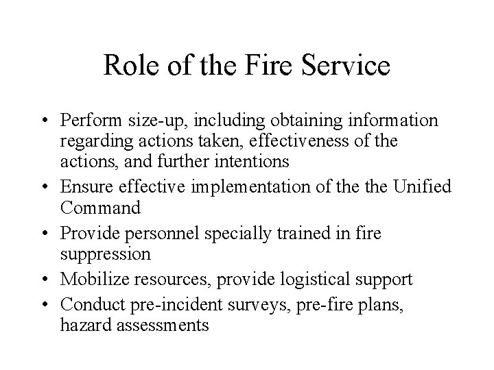 Role of the Fire Service During Shipboard Fires