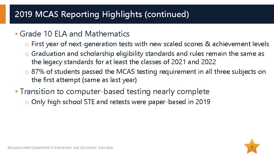 2019 MCAS Reporting Call for Principals and Test