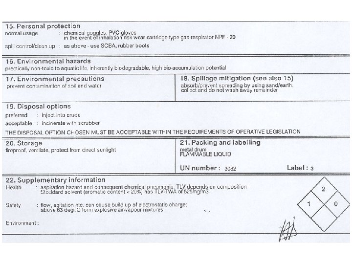 Chemical HandlingHazards All Chemicals Are Hazardous PDO has