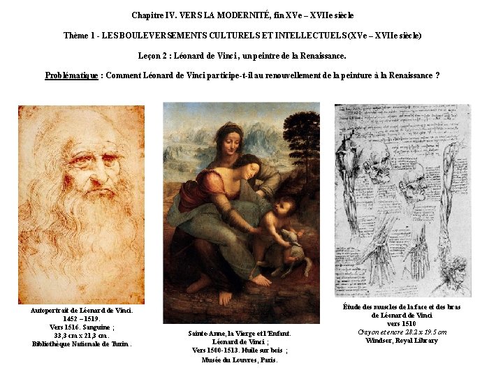 Chapitre IV VERS LA MODERNIT fin XVe XVIIe