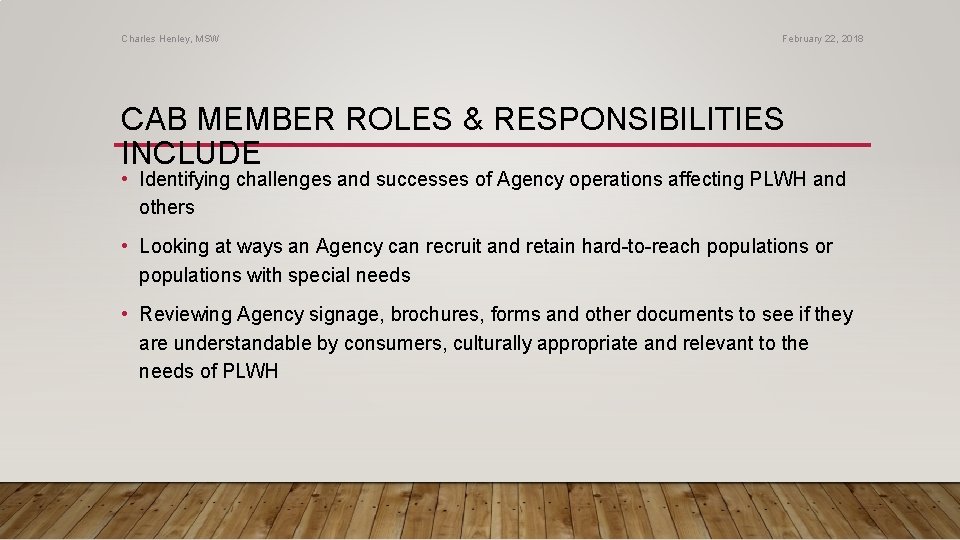 AGENCY LEVEL COMMUNITY ADVISORY BOARDS PROVIDING RYAN WHITE