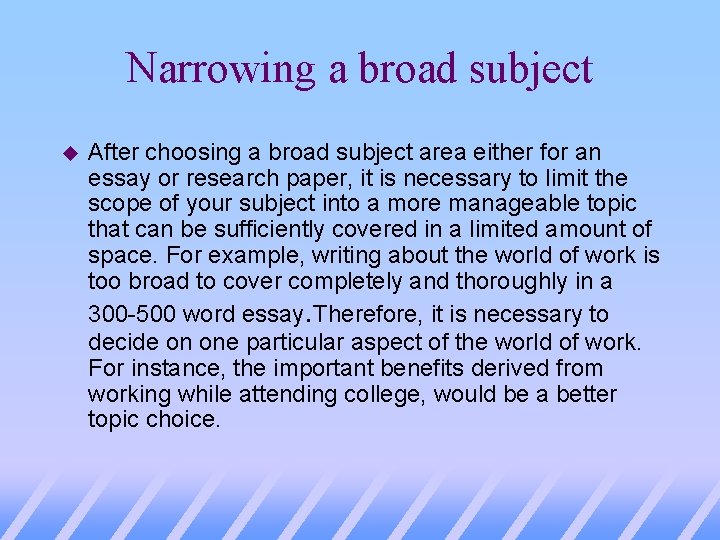 Subject Selection Designed by Elisa Paramore for Student