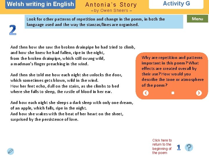 Welsh writing in English Antonias Story Choose a