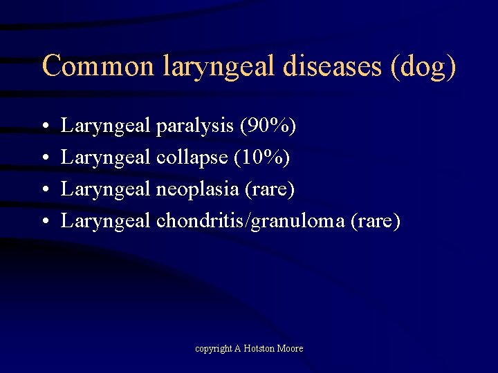 Laryngeal paralysis in dogs Alasdair Hotston Moore Bath