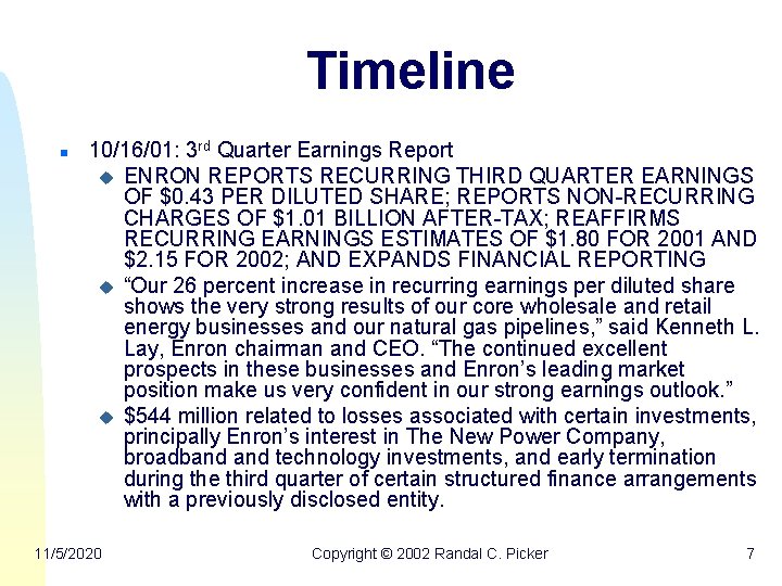 Enron Seminar Spring 2002 Class 2 Enron Before