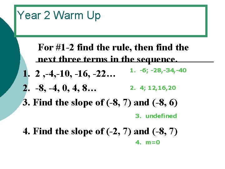 Year 2 Warm Up For 1 2 find