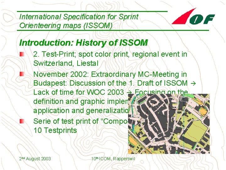International Specification for Sprint Orienteering maps ISSOM Structure