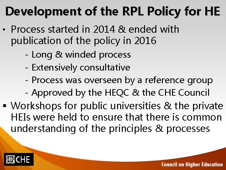 Implementation of Recognition of Prior Learning RPL in