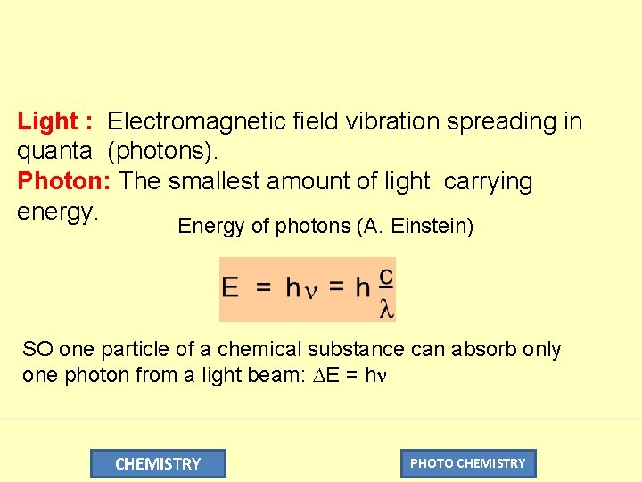 PHOTOCHEMISTRY By Dr BHARAT DIXIT Chemistry Department V