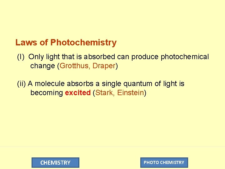 PHOTOCHEMISTRY By Dr BHARAT DIXIT Chemistry Department V