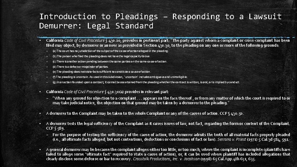 Civil Pretrial Practice Responsive Pleadings and Motions Introduction