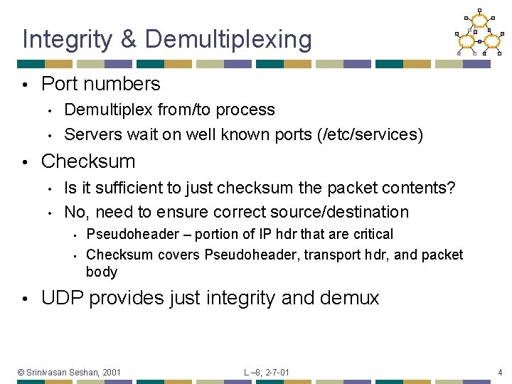 15 744 Computer Networking L8 UDP TCP Srinivasan