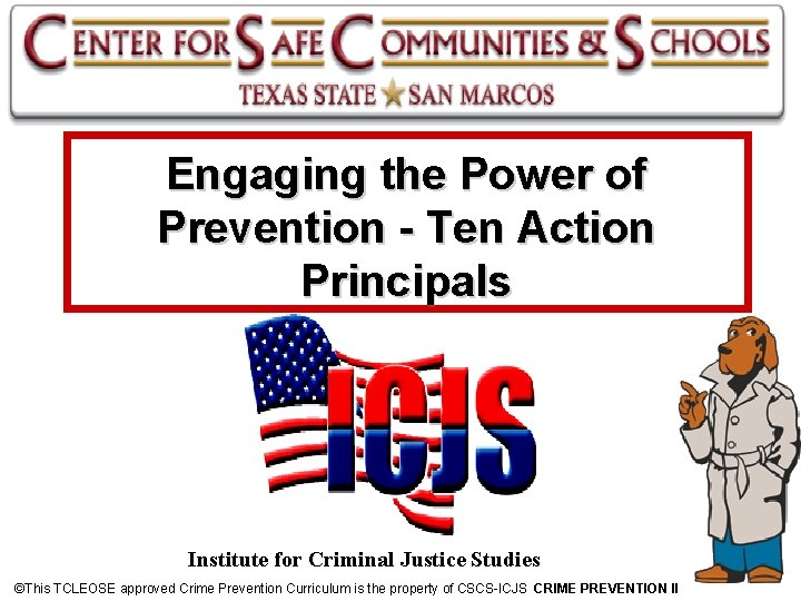 Engaging the Power of Prevention Ten Action Principals