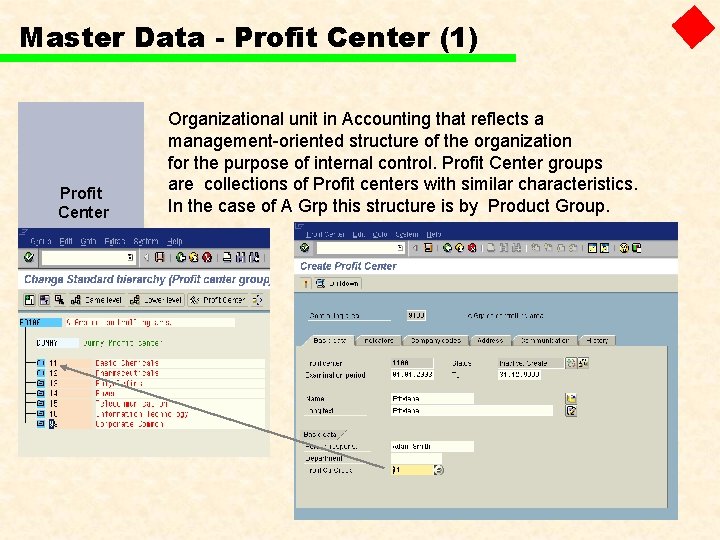 Profit Center Accounting Course Objectives Understand the functions