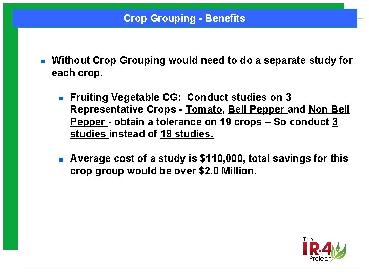 Crop Grouping Crop Grouping n n n Basic