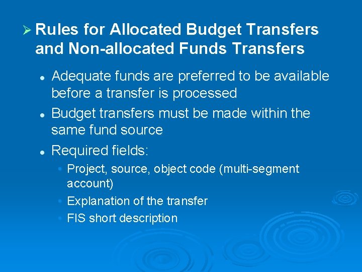 KANSAS STATE UNIVERSITY REVISED BUDGET TRANSFER PROCEDURE Allocated