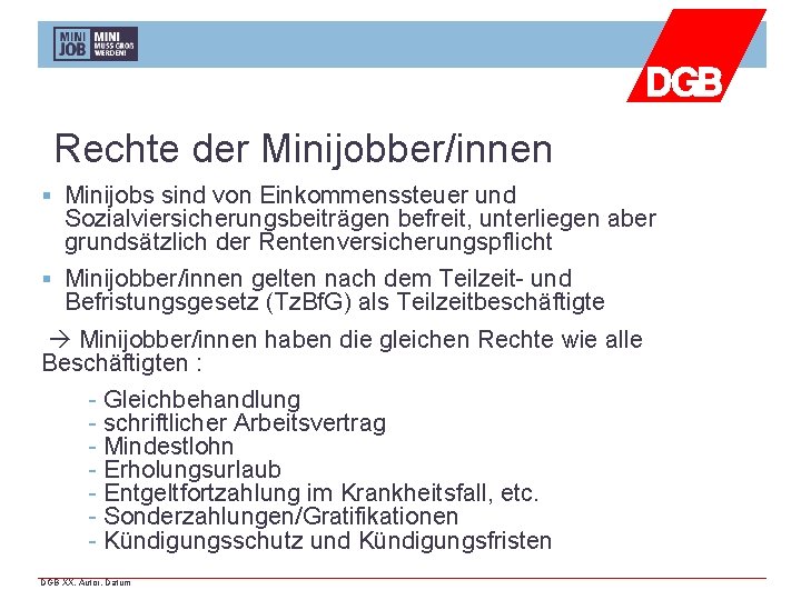 Minijob Musterprsentation Minijobs Muster Power Point Daten Fakten