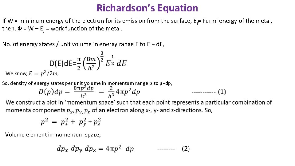 FREE ELECTRON THEORY ARC TOPICS TO BE COVERED