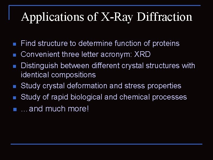XRay Diffraction Emily Day and Sage Ross Advanced