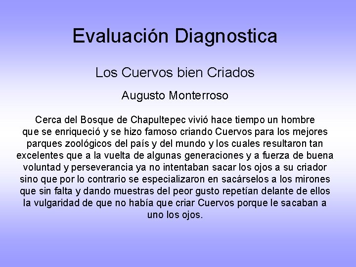 Bloque 1 La Literatura como Arte Evaluacin Diagnostica