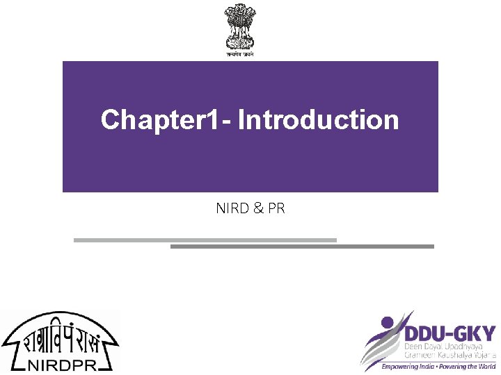 Chapter 1 Introduction NIRD PR Standard Operating Procedures