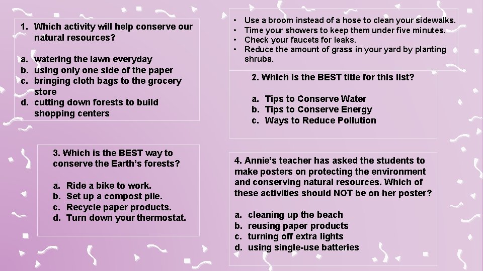 STANDARDS REVIEW CONSERVING NATURAL RESOURCES S 6 E
