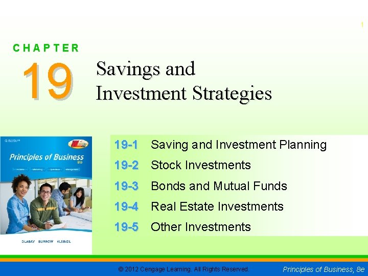 CHAPTER 19 1 CHAPTER 19 Savings and Investment