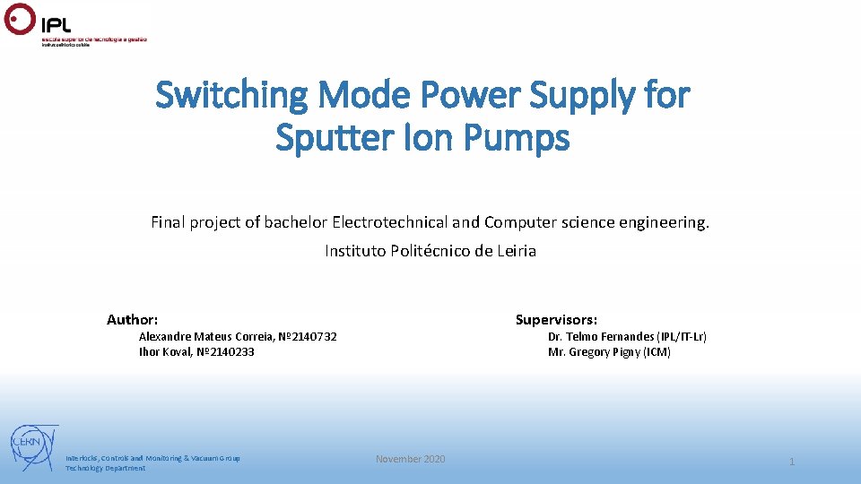 Switching Mode Power Supply for Sputter Ion Pumps