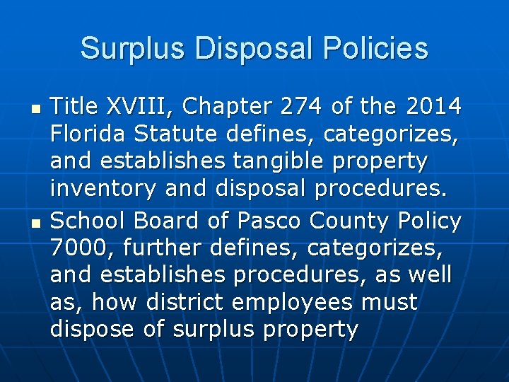 An Overview of Surplus roperty Disposition Surplus Disposal